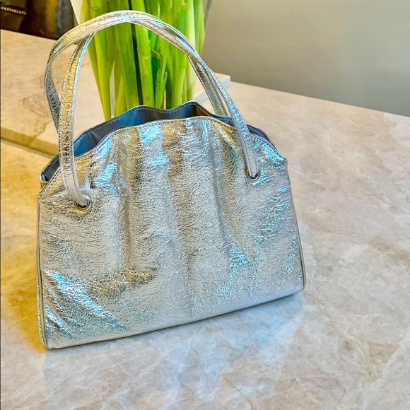 Vintage America | Bags | Vintage Silver Metallic Handbag Med | Poshmark